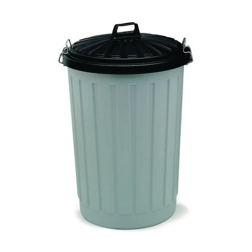 90L Round Dustbin Grey/Black - Hunt Office Ireland