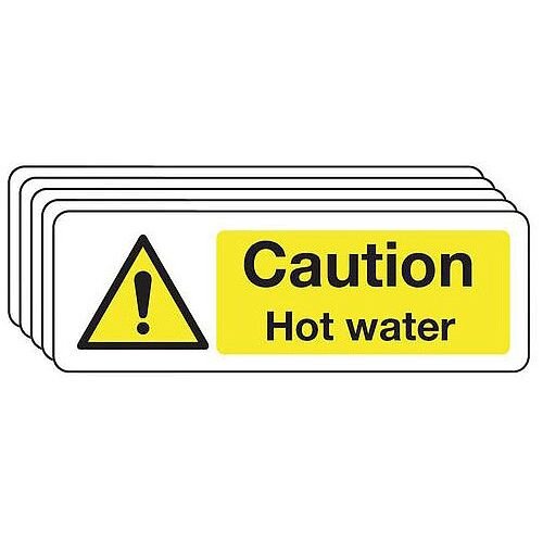 Self Adhesive Vinyl Caution Hot Water Warning Sign Multi-Pack Of 5 ...