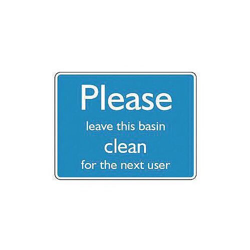 PVC Information Sign Please Leave This Basin Clean Blue and White ...