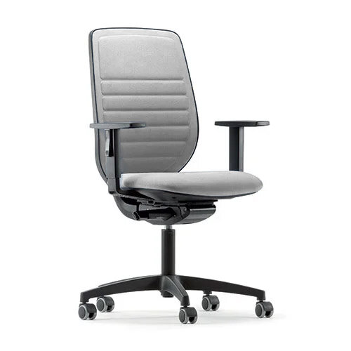 Uno Ergonomic Swivel Office Chair with upholstered Back, Black Base & Frame