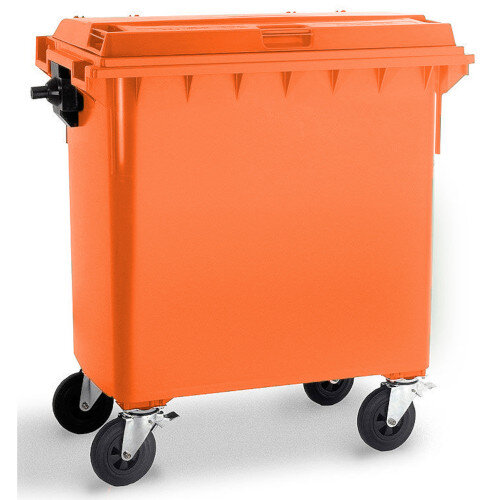 Craemer 4 Wheeled Plastic Bin 770L Orange - Hunt Office Ireland