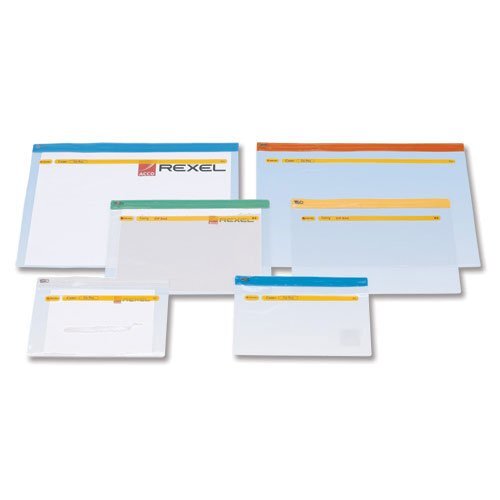 Rexel Carry Document Bag A3 Clear with Coloured Seal Assorted Pack 5 ...