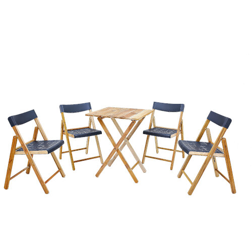 Tramontina Teak Wood Plastic 5 Piece Bistro Set Natural Light Pine and Grey HuntOffice.ie