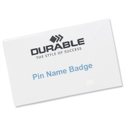 Durable Pin Name Badges 40 x 75mm Pack 100 - Hunt Office Ireland