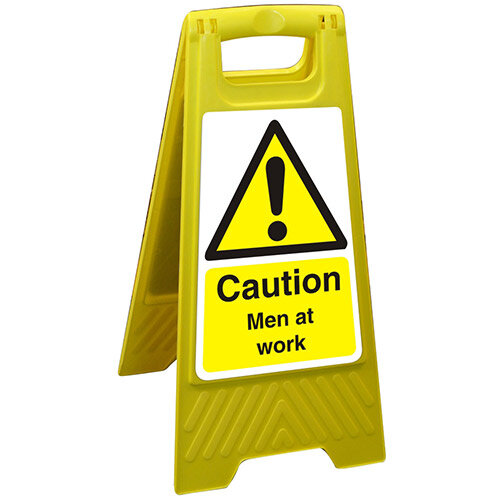 Free Standing Floor Sign 300x600 Poly Caution Men at Work Ref ...