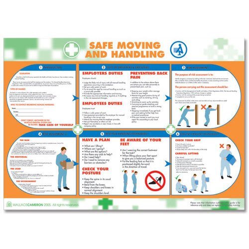 Wallace Cameron Manual Handling Poster Laminated Wall-mountable ...