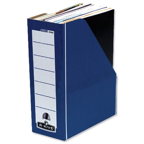 Fellowes Bankers Box Premium Magazine File Fastfold Blue and White Pack ...