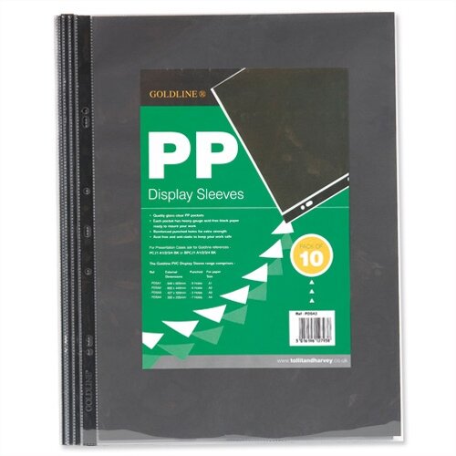 Goldline A3 Clear Sleeves 3 Hole PDSA3Z Pack 10 - Hunt Office Ireland