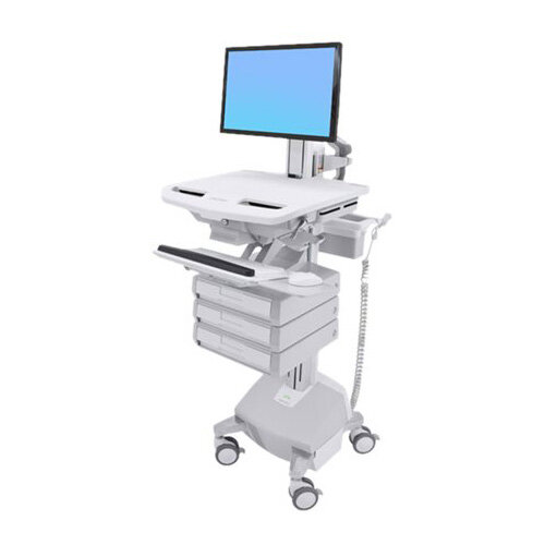 Ergotron StyleView Trolley Cart with LCD Pivot LiFe Powered 3 Drawers ...