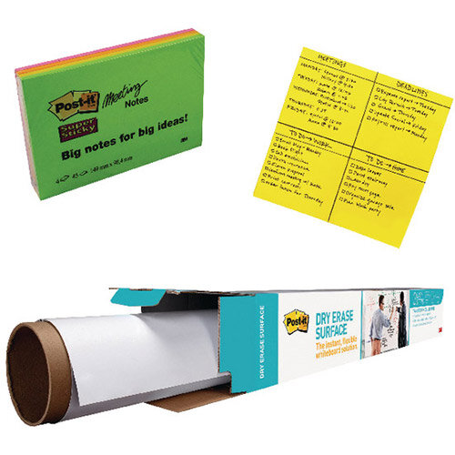 3M Post-it Big Notes and Drywipe Roll 1829mm Pack of 2 with Free ...