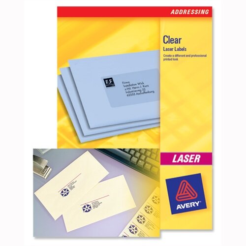Avery 20 Per Sheet Clear Laser Label (Pack of 500) - Hunt Office Ireland