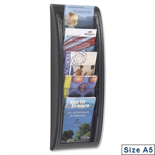 Fast Paper Quick Fit Literature Holder Wall-mount 5 x A5 Pockets Black ...