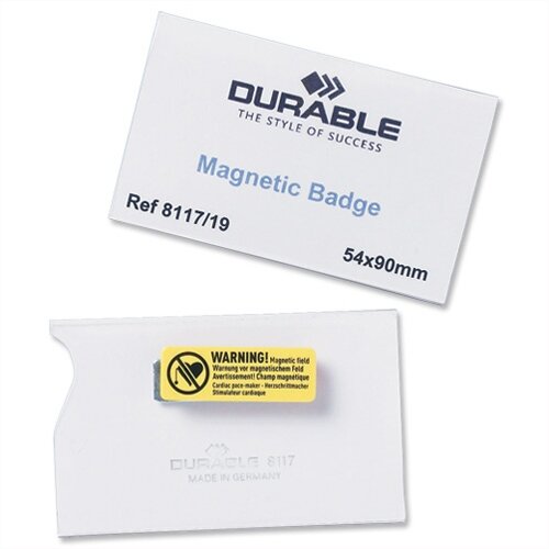 Durable Magnetic Name Badges Transparent 90 x 54mm Pack 25 - Hunt ...