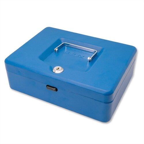 Cash Box 10 Inch Key Lockable 250mm Blue 2 Keys Removable Coin Tray ...