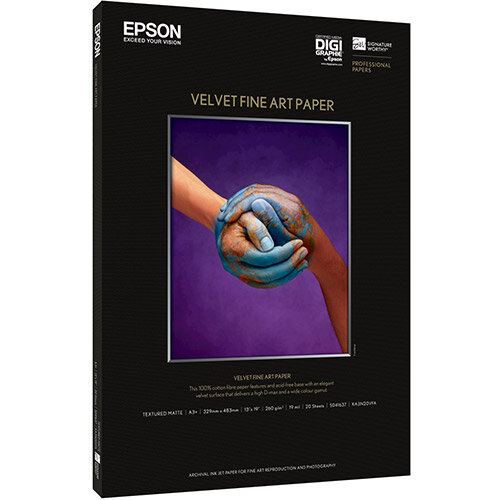 Epson Velvet Fine Art Paper, A3+, 260g/m², 20 Blatt - Hunt Office Ireland