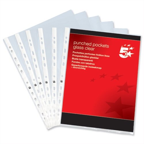 Side Opening Punched Pockets A4 Glass Clear 60 Microns Pack 100 5 Star ...