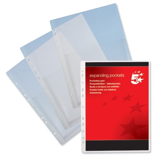Expanding Punched Pockets PVC A4 Clear 200 Micron Pack 10 5 Star - Hunt ...