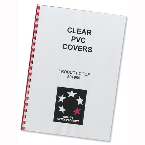 Comb Binding Covers PVC 150 micron A4 Clear Pack 100 5 Star - Hunt ...