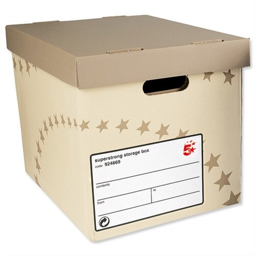 5 Star Archive Storage Box Foolscap Superstrong Sand 10 Pack - Hunt ...