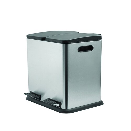 Addis Twin Compartment 40 Litre Recycling Pedal Bin Stainless Steel ...