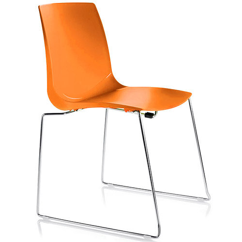 ARI Orange Sled Base Canteen Stacking Chair - Hunt Office Ireland
