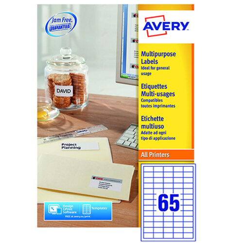 Avery 65 Per Sheet Multifunction Labels 38.1x21.2mm (6500 Labels ...