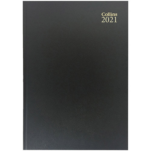 Collins 2021 A4 Desk Diary 2 Pages Per Day Black 47 - Hunt Office Ireland