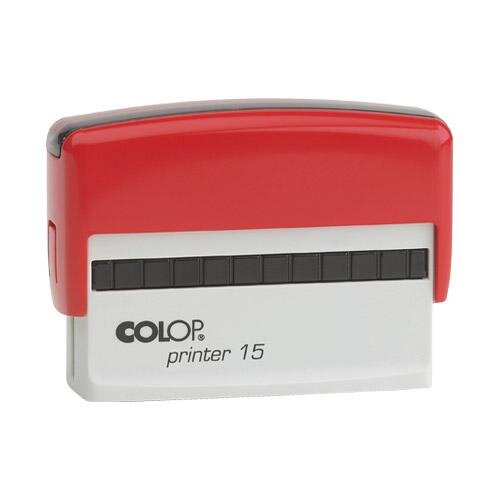 COLOP Printer 15 oblong text Pre-Inked Rubber stamp Black Ink Red ...