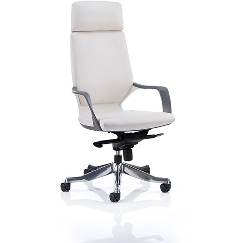 Xenon White Frame High Back Executive Office Chair White Leather With ...