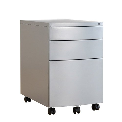 Steel 3 Drawer Mobile Pedestal Silver - Hunt Office Ireland