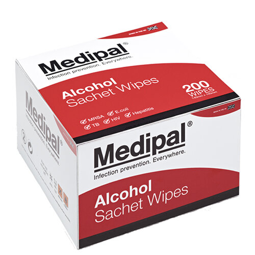 Medipal Healthcare Alcohol Wipes Sachets Pack of 200 - Hunt Office Ireland
