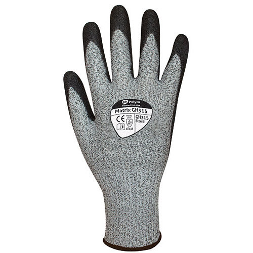 Matrix GH315 Polyurethane Coated High Cut Resistant Gloves Size 8 Grey ...