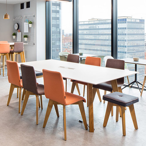 Jig Social Meeting Table Hand Crafted Black Oak Frame Lack Rustic Oak ...