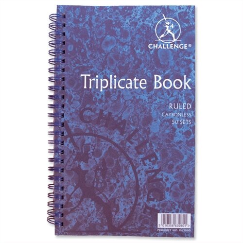 Challenge Triplicate Book Carbonless Wirebound Ruled 210x130mm Pack 5 ...
