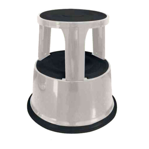 Q-Connect Steel Mobile Kick Step Stool Light Grey - Hunt Office Ireland