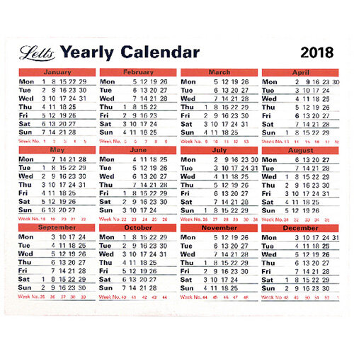 Letts Yearly Calendar 2018 5-TYC - Hunt Office Ireland