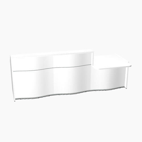 Wave Modern Design Straight Reception Desk White Counter Top with Right ...