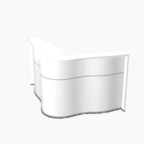 Wave Modern Design Curved Reception Desk with White Counter Top & High ...