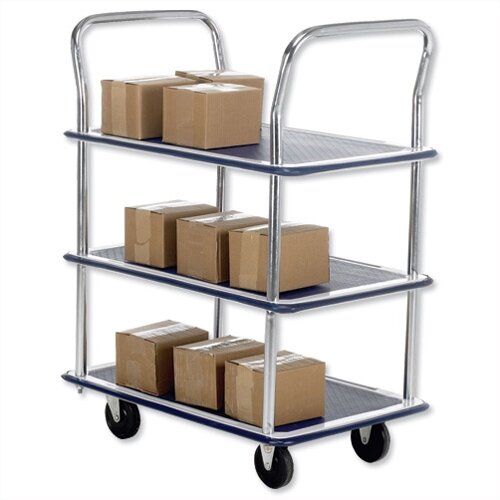 Barton Trolley Steel Frame Non-marking Wheels 3- Shelf Chrome Finish ...