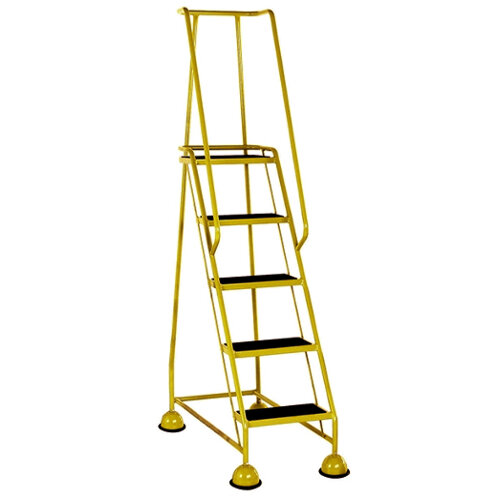 5 Rubber Tread Yellow Mobile Safety Steps With Handrail Height 1.94m ...