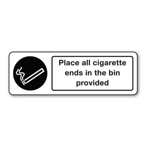 Sign Place All Cigarette Ends Aluminium 300x100 - Hunt Office Ireland