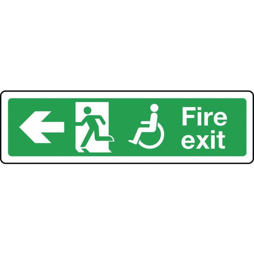 Sign Disabled Fire Exit Left 350x100 Rigid Plastic - Hunt Office Ireland