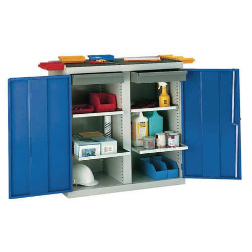 Tool Cupboards Double Door Blue With 2 Drawers & 4 Shelves - Hunt ...