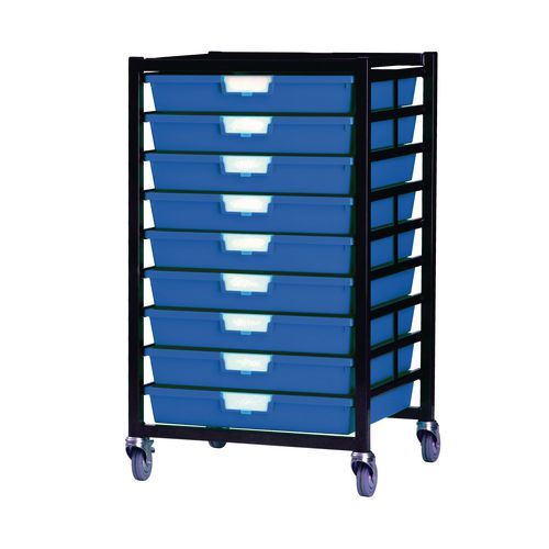 Mobile Tray Storage Unit 9 Shallow Trays Blue A3 525x645x435mm - Hunt ...