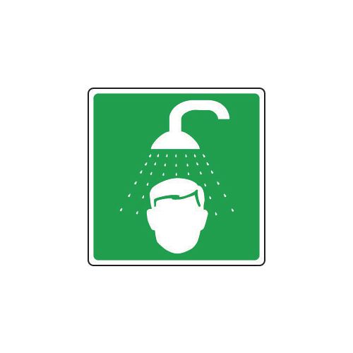 Sign Emergency Shower Symbols Polycarb 200x200mm Green And White Ref ...