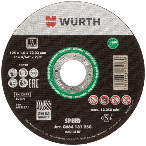 Wurth Cutting Disc Speed Plus for Stainless Steel - CUTDISC-SP-GRN-A2 ...