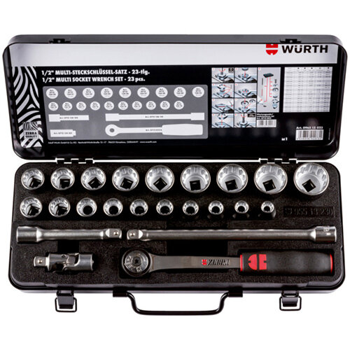Wurth 1/2 inch multi-Socket Wrench Assortment - SKTWRNCH-SET-1/2IN-MULTI-23PCS Ref. 096513 023 ...