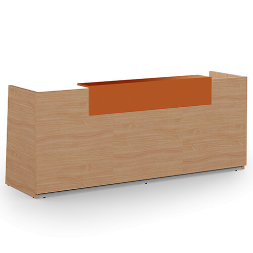 Libra Minimalist Design Beech Reception Desk With Orange Acrylux ...