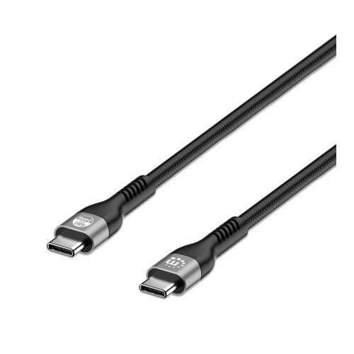 Manhattan USB C to USB C Cable 240W 2m Male to Male Black 480 Mbps USB 2.0 Extended Power Range EPR charging up to 240W Note additional