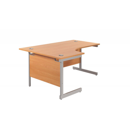 Single Upright Left Hand Radial Desk 1600 X 1200 Beech/Silver - Hunt ...